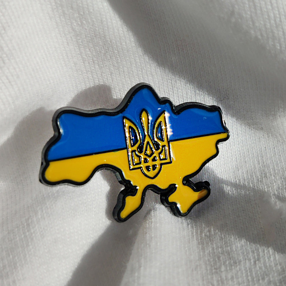 Ukraine Map Flag Pin | Enamel Lapel Accessory