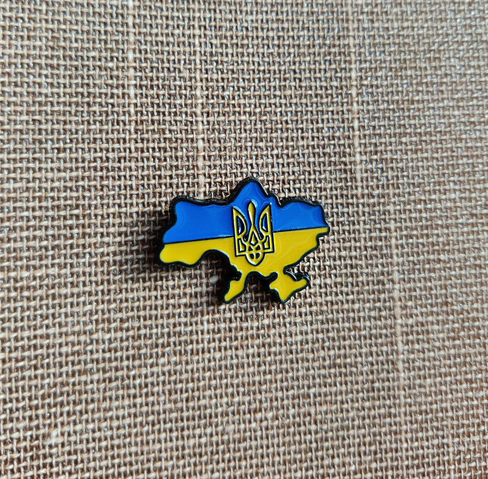 Ukraine Map Flag Pin | Enamel Lapel Accessory
